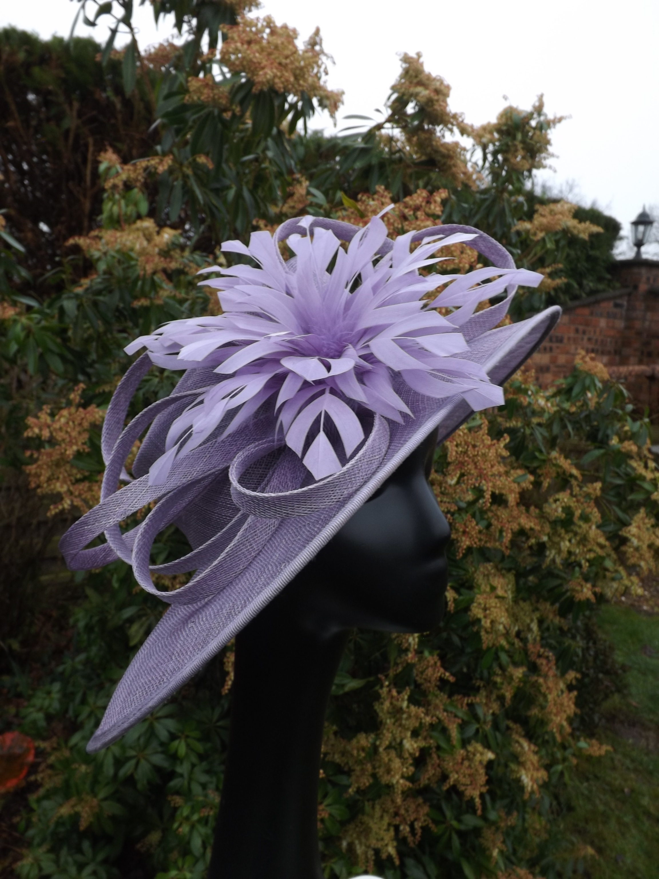 Lilac Hat with Lilac Feather Detail – Hat Hire & Accessories by Neve