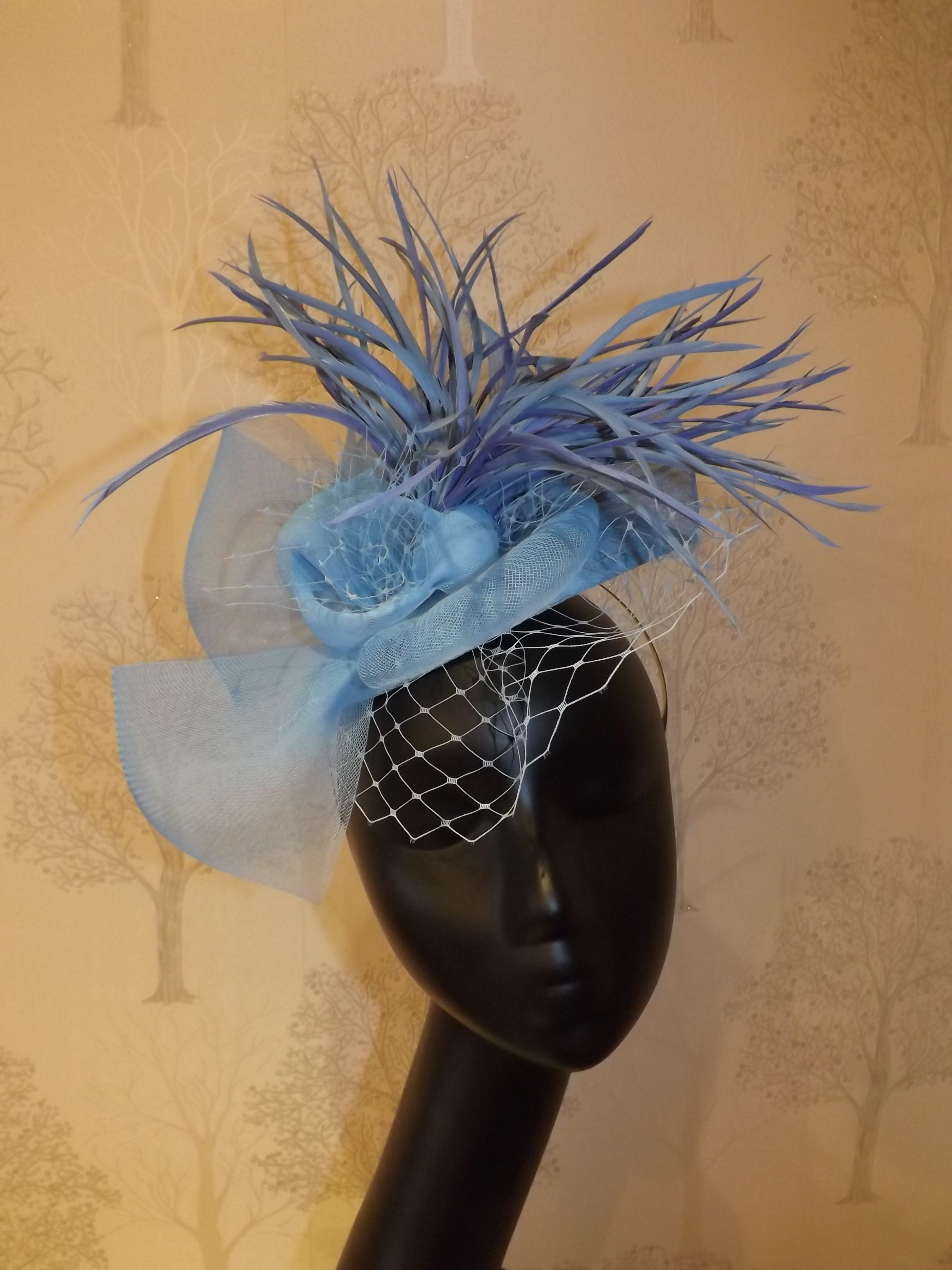 Hand Made Sky Blue Feather Detail Fascinator By Darcie Mae Hat Hire Hand Made Sky Blue Feather Detail Fascinator By Darcie Mae Hat Hire